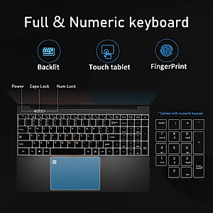 VGKE C15 Windows 11 Laptop 15.6" FHD, Full Size Backlit Keyboard with Fingerprint Reader, Intel Celeron N5095 Processor Quad-Core, 12GB RAM DDR4, 256GB SSD(Silver)