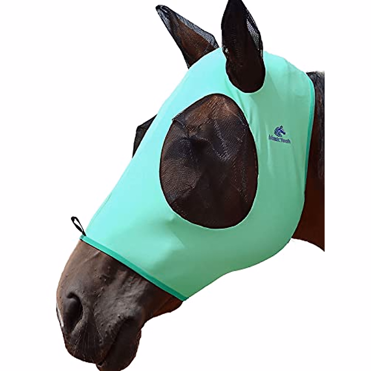 Mask Tech Horse Fly Mask Elasticity Breathable Fabric with UV Protection Soft Mesh for Horse Summer Mint L