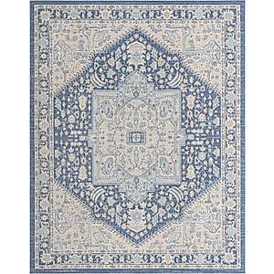 Unique Loom Whitney Collection Area Rug - Milano (7' 10" x 10' Rectangle, French Blue/ Ivory)