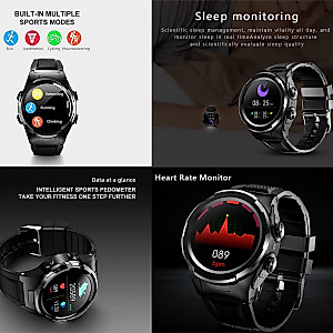 Rainbuvvy Smart Watch with Wireless Earbuds, 1.3 Inch Bluetooth 5.0 Waterproof & 2-in-1 TWS Bluetooth 5.1 Earphones, 320mAh Long Standby, Fitness Activity Tracker for Android iOS Phone (Steel-Black)