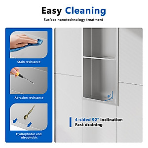 QAOYEDE Shower Niche Insert No Tile Needed, 24"x12" Stainless Steel Niche for Shower Wall, Recessed Shower Shelf for Bathroom Storage 2 Layer,Brushed Nickel