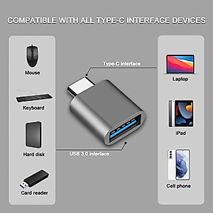 USB C to USB Adapter, Type C Thunderbolt 4 OTG Converter, USB C Male to USB 3.0 Female Adapter (3-Pack) for Apple MacBook Pro, Mac Book, iPad, Samsung Galaxy S20-S23 and More (Black/Grey/Silver)