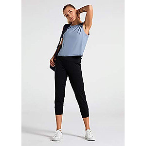 Dragon Fit Women Sleeveless Yoga Tops Workout Cool T-Shirt Running Short Tank Crop Tops (Blue, Medium)