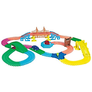 Mindscope Twister Tracks Mega Set Neon Glow in The Dark Flexible Track System with 547 Pieces Over 25 Feet of Track & Accessories