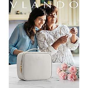 Vlando Travel Makeup Cosmetic Case Organizer Portable Storage Bag with Adjustable Dividers for Cosmetics Makeup brushes, girls, women, friends.（gray）