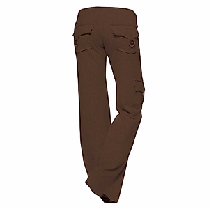 Andongnywell Women's Multi Pockets Utility Cargo Pant Casual Cotton Straight Leg Workwears Pants Trousers Yoga Pants