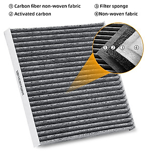 6033C(CF10374) Cabin Air Filter w/Activated Carbon Compatible with Toyota Tacoma 2005-2021,Dodge Dart 2013-2016,Pontiac Vibe 2003-2008.