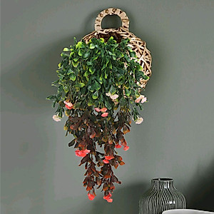 NAHUA 2PCS Artificial Hanging Plants Vines Fake Faux Ivy Leaf Plants Green Vine Wall Hanging Leaves for Kitchen Home Garden Wedding Party Office Decoration