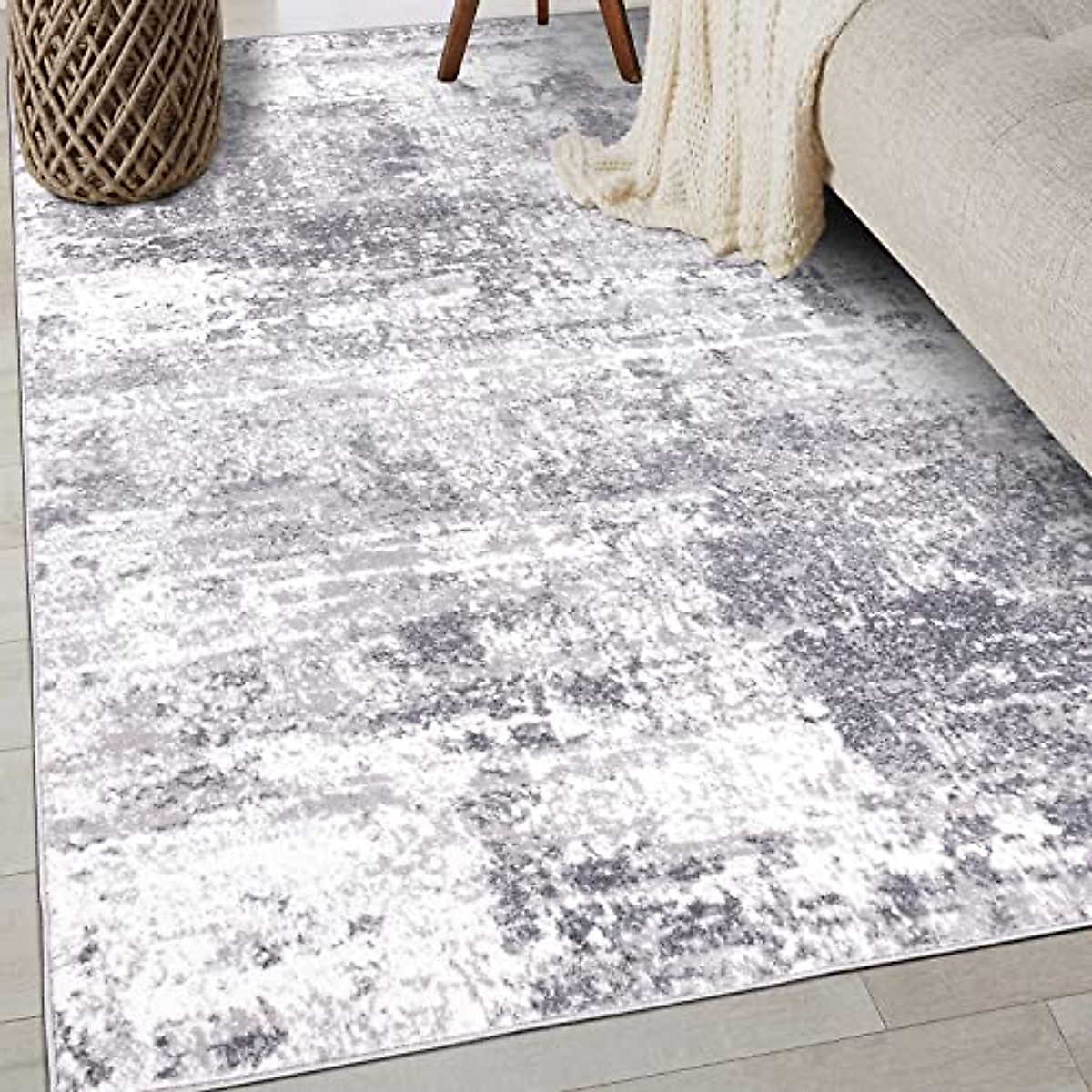 Rugshop Distressed Abstract Area Rug 5' x 7' Gray