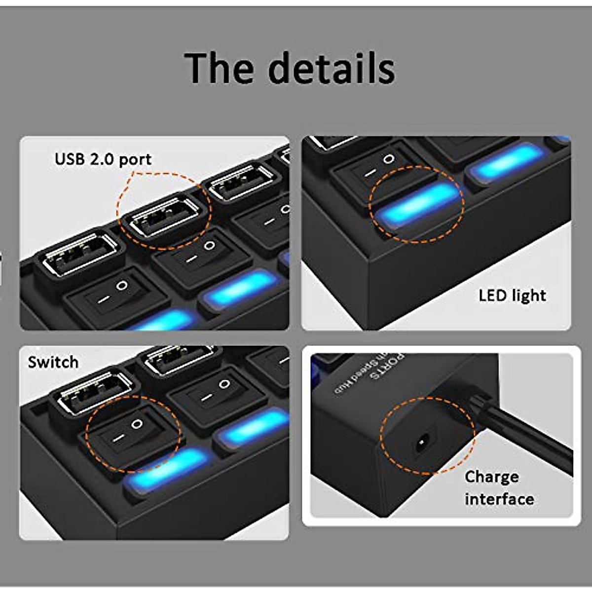 4 Port Smart Charging hub with Switch on/Off Feature per Port