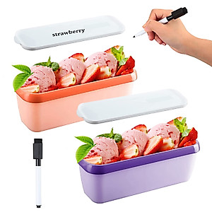 Weduspaty Ice Cream Containers for Homemade Ice Cream Tubs with Dry Erase Marker 1.5 Quart Reusable Insulated Freezer Storage Containers with Lid 4Pcs