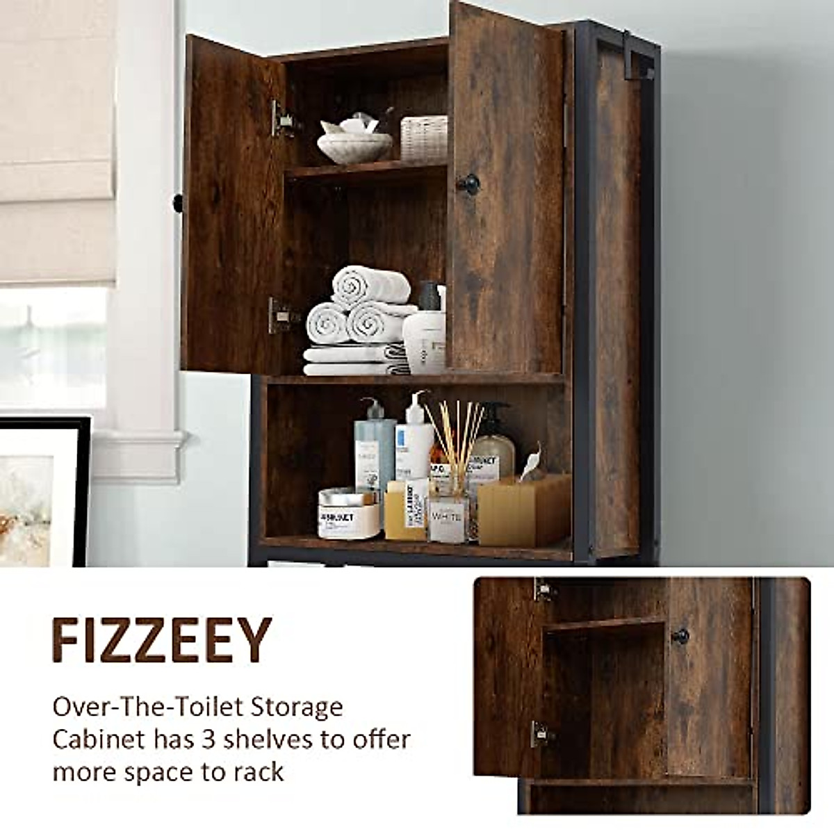 HLXZN Over The Toilet Storage Cabinet - Bathroom Space Saving Storage Organizer Cabinet, Bathroom Organizer Shelf, Toilet Storage Rack