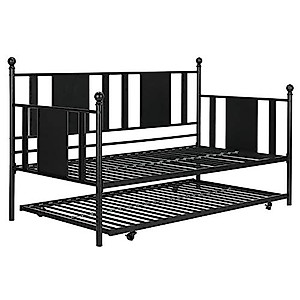 DHP Lavinia Metal Daybed with Trundle, Full Size Sofa Bed, Black