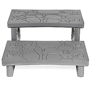 XtremepowerUS 75161-V 2 Multi Purpose Spa Hot Tub Pool RV Campers Deck Lightweight Sided Step (Gray)