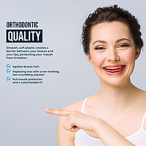 Comfort Cover Braces Guard/Lip and Mouth Protector - Snap on Cover Strip for Braces - Orthodontic/Dental Quality (Red)