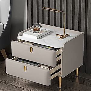 HIGOH Bedside Table Solid Wood Bedside Table Light Luxury Simple Mobile Nightstands Bedroom Closets Storage Cabinet Furniture