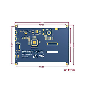 5inch HDMI LCD (B) for Raspberry Pi 800x480 Resolution Resistive TFT Touch Screen Display HDMI Interface for Raspberry Pi 3/2/1 Model B B+ A+ Zero, BB Black, PC Various Systems Windows 10/8.1/8/7
