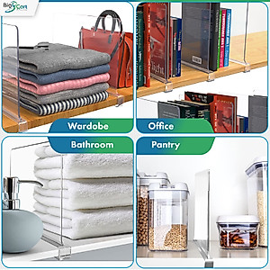 BigBcart Acrylic Shelf Dividers for Closet Organization - Wood Closet Shelf Organizer | Closet Shelf Divider | Closet Dividers for Shelves, Suitable for Wooden or Vertical Shelves (8 Pack)