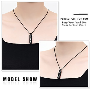 shajwo Cylinder Urn Necklace for Ashes for Women Men Cremation Jewelry Keepsake Memorial Human Pet Ashes Pendant,Black+Silver