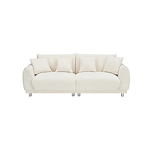 87" Sherpa Teddy Modular Loveseat Sectional Sofas, Modern Luxury Contemporary 3-Seat Cloud Couch with Metal Legs, Lambswool Fabric Leisure Sofa&Couches Furniture for Apartment,Office,2 Pillows