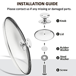 Glass Lids for 8, 9.5, 10.25, 11, 12, 12.6 Inch Frying Pans, Pots, Cast Iron Pans, Tempered Covers for Replacement with Stainless Steel Rim & Handle, Dishwasher & Over Safe