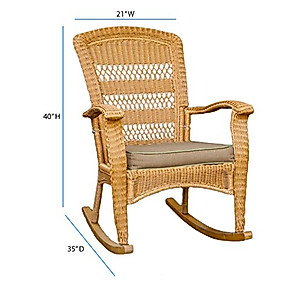 Tortuga Outdoor Portside Plantation 3pc Rocking Chair Set - White, Dark Roast and Amber Wicker with Cushions (Amber)