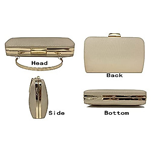 Cirilla Women PU Evening Bag Clutch Purse with Trapezoid lock for Wedding Cocktail Party Banquet (gold)