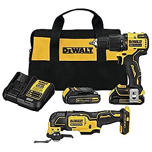 DEWALT 20V MAX Hammer Drill and Oscillating Tool, Power Tool Combo Kit, Cordless, 1/2 inch, 2 Batteries and Charger Included (DCK224C2)