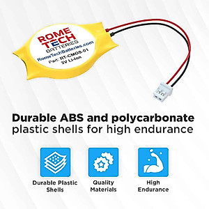 Rome Tech Replacement CR2032-LC1 CMOS Battery for Sony Playstation 2/3 - PS2 PS3 Backup RTC BIOS Battery - 2 Wire Cable (2-Pack)