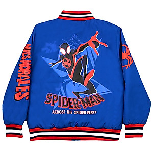 Marvel Superheroes Bomber Jacket for Boys, Avengers and Spider-Man Bomber Jacket (Royal Blue, Size 7)