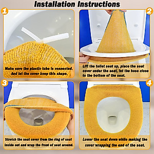 ZeeDix 5 Pcs Thicker Bathroom Soft Elongated Toilet Seat Cover Pad- Warmer Stretchable Toilet Seat Covers Washable Easy Installation Comfortable Cushioned Toilet Covers