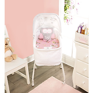 Bassinet Sheets 2-Pack 100% Cotton Jersey Knit, Precious Moments and Solid Pink Fitted Sheets for Baby Girl Bassinet, Compatible with Brands Bassinet Bedside Co-Sleeper Lounger Oval Rectangle Mattress