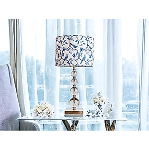 Tristan Home Premium Blue and White Floral Cylinder Drum Lamp Shade Spider Fitting 13x13x9 Inches