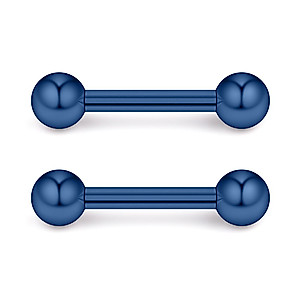 Ruifan Mix Color 316L Stainless Steel Nipple PA Tongue Shield Barbell Ring Bar Body Piercing Retainer 12G 12mm 12PCS