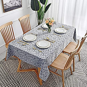 maxmill Jacquard Table Cloth Damask Pattern Spillproof Wrinkle Resistant Oil Proof Heavy Weight Soft Tablecloth for Kitchen Dinning Tabletop Outdoor Picnic Rectangle 52 x 70 Inch Stone Blue