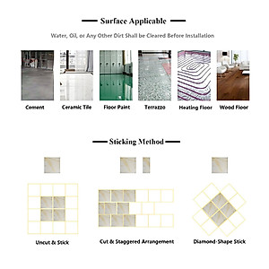 Euventyles Peel and Stick Floor Tiles 20 Pcs 12x12'' Self Adhesive Vinyl Flooring Waterproof Bathroom Glossy Stone Look Sticky Tiles