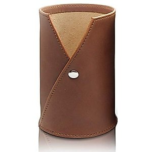 Desk Accessories for Women Office- Pen Holder Handmade with Genuine Leather for Desk Organization or Storage for Remote Controls | Eyeglasses | Sunglasses | Office Supplies | Sewing Supplies (Brown)