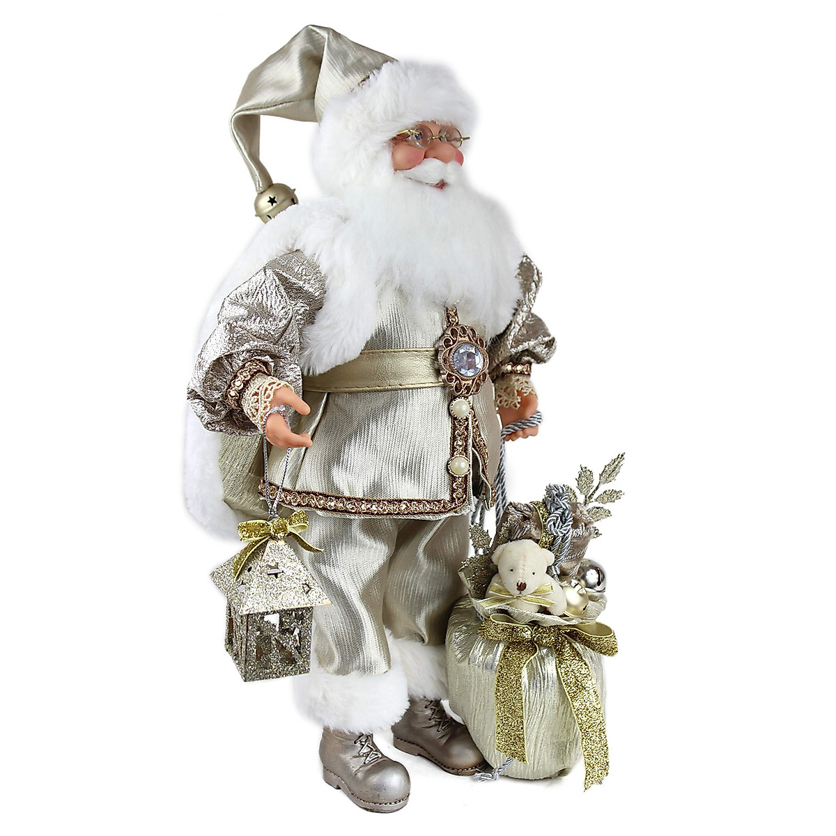 Windy Hill Collection 16" Inch Standing Shimmering Champagne Santa Claus Christmas Figurine Figure Decoration 169050