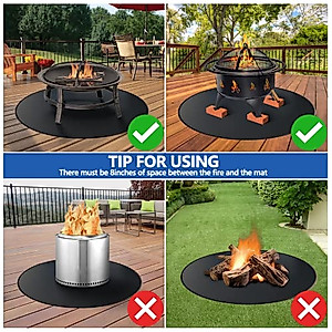 30" Fire Pit Mat & Under Grill Mat, Grill Mat for Outdoor Grill Deck Protector,Round Fire Pit Mat for Under Fire Pit,Double-Sided Fireproof BBQ Grill Mat, Oil-Proof & Waterproof, 2-Layer Thickened