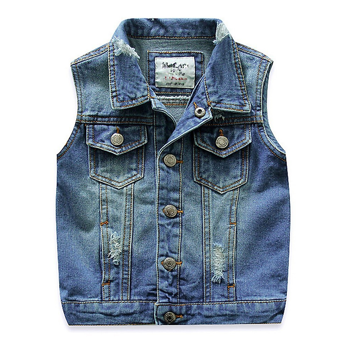 Little Boys Girls Spring Autumn Denim Vest Jacket Waistcoat Top Style2 Blue 120