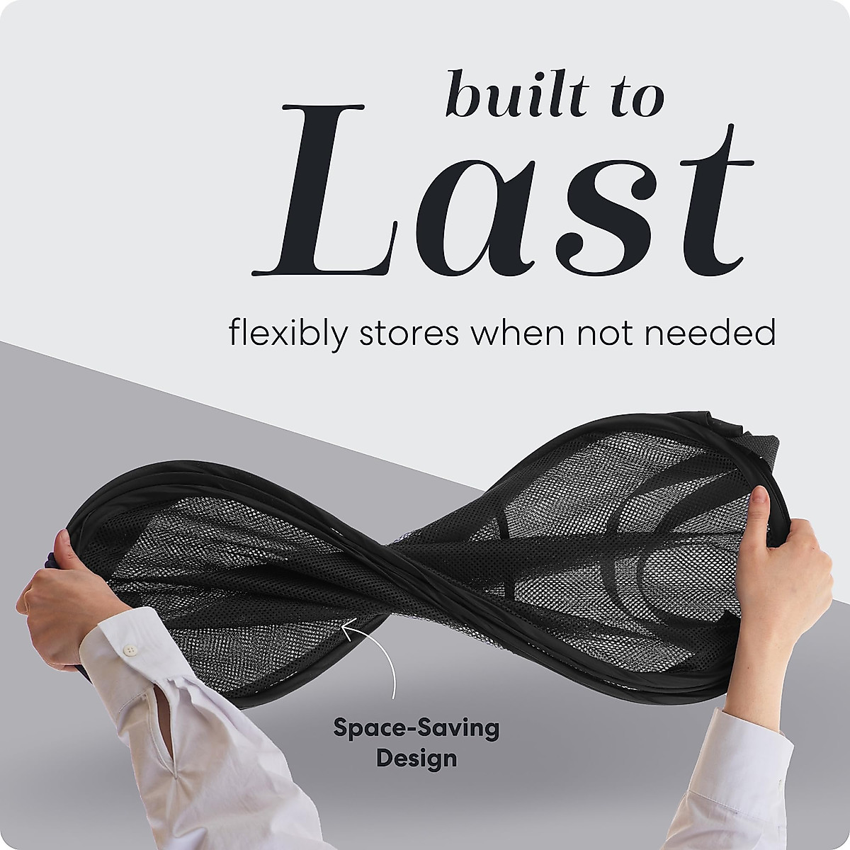 Handy Laundry Mesh Popup Hamper – Foldable Lightweight Basket for Washing – Durable Clothing Storage for Kids Room, Students College Dorm, Home, Travel & Camping – Black Pop-up Clothes Hamper