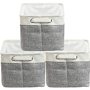 Simple Houseware Large Decorative Fabric Storage Bin Basket for Nursery, 3 Pack, Grey