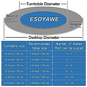 Lazy Susan Turntable For Dining Table, 20~39 Inch Tabletop Serving Tray, Wooden Rotating Plate, 360° Smooth Rotation RoundRotating Board, With ABS Silent Bearing