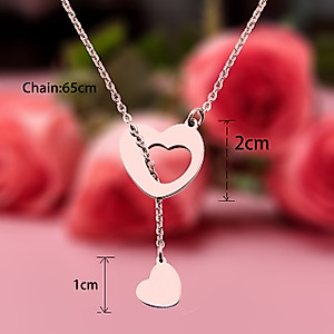 ENSIANTH Rose Gold Zodiac Signs Heart Necklace Stainless Steel Lariat Y Necklace Best Birthday Gift (Pisces)