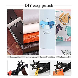 Leather Hole Punch,Belt Hole Puncher for Leather, Revolving Punch Plier Kit,Leather Punch Plier for Leather, Belts, Watches, Handbags, Leather Punch Tool for Belts Diameter : 4.5/4 /3.5/3/2.5/2mm.
