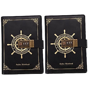 Ciieeo 2 pcs sailor notebook Coded Locking Diary Book drawing diary with lock Business Notepads Writing Notepad Diary Office Notepad room decor pocket travel Paper dairy products Journal