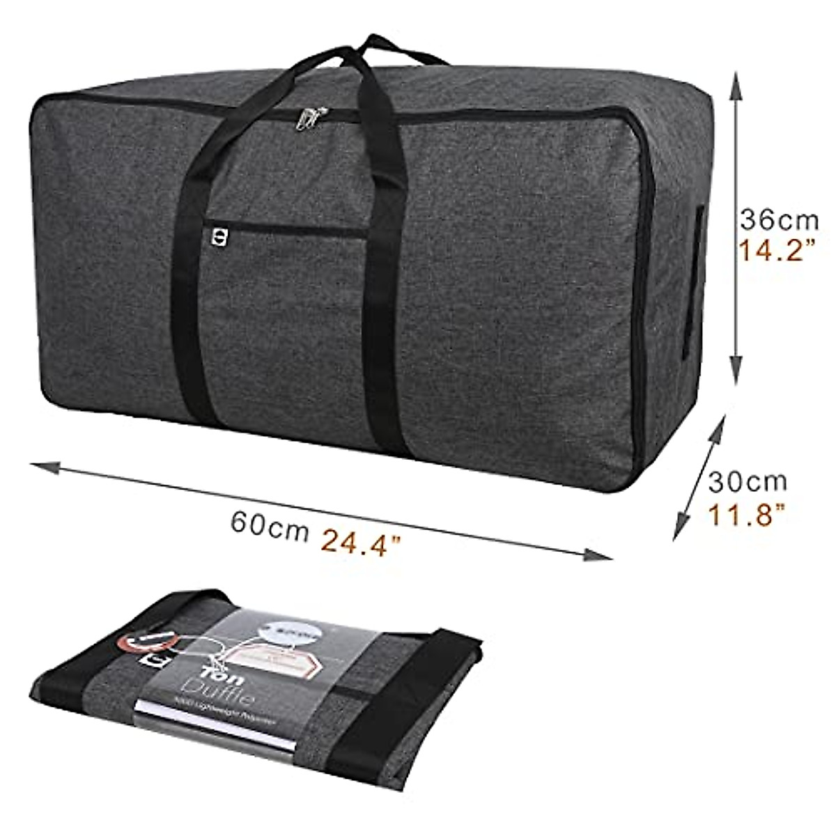 ITAVL 70L Large capacity Storage Bag ,Sturdy 500D heather material super strong ,Ideal for bedding ,Pillows,Duvets,Clothes or moving home use . (Dark Grey-24")