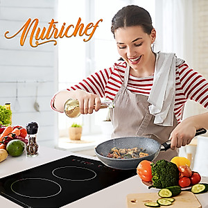 NutriChef Dual Induction Burner - Two-Burner Electric Cooktop with Digital Display and Adjustable Temperature Settings - Energy-Efficient Portable Induction Cooktop - Ideal for Simultaneous Cooking