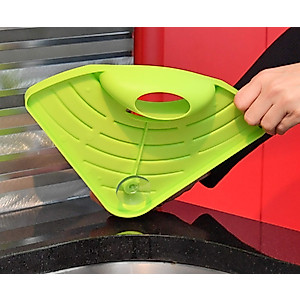 HOME-X Sponge Holder Kitchen Decor, Triangle Sink Corner Shelf - Storage Rack Suction Cup Holder Organizer for Dish Cloth Sponge Soap Cleaning Brush (Green)