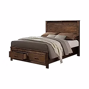 Benjara Benzara Wooden California King Bed with Storage Drawers, Brown,